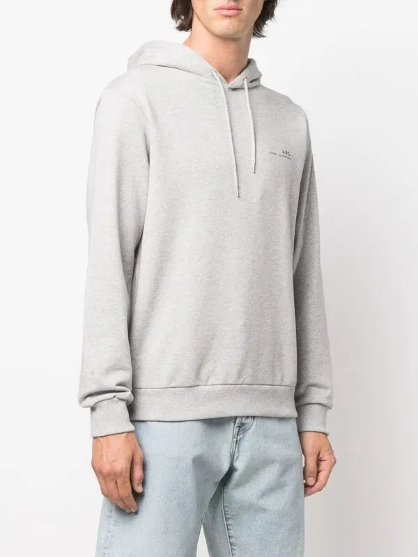 A.p.c. Logo Drawstring Hoodie - Grey
