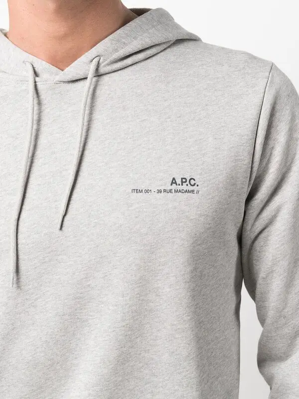 A.p.c. Logo Drawstring Hoodie - Grey