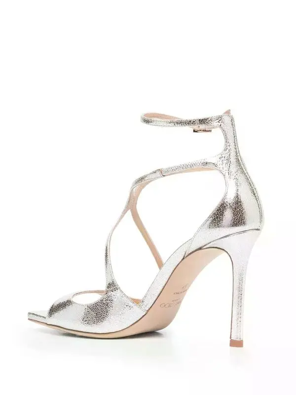 JIMMY CHOO Azia Metallic Leather Sandals - Gold