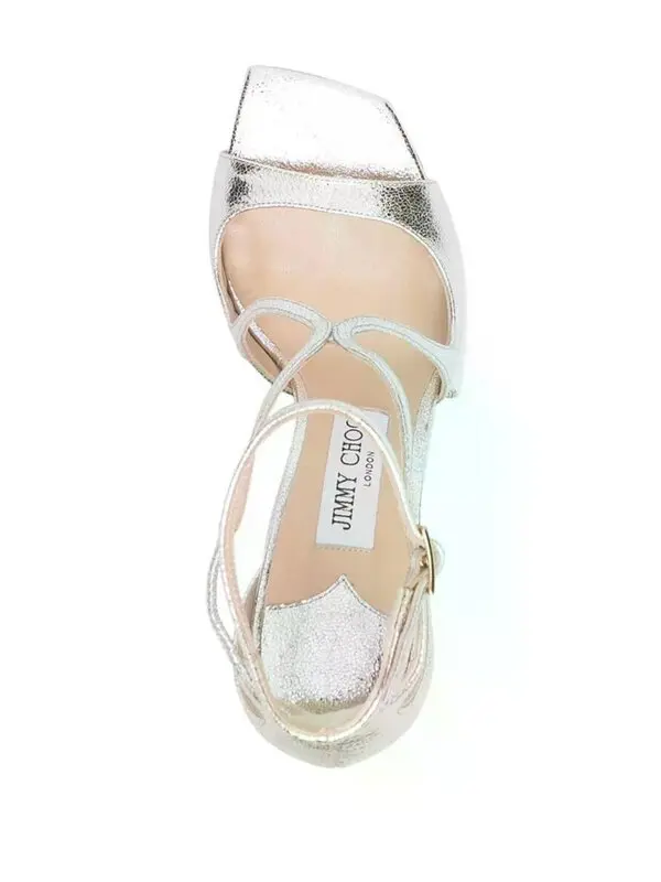 JIMMY CHOO Azia Metallic Leather Sandals - Gold