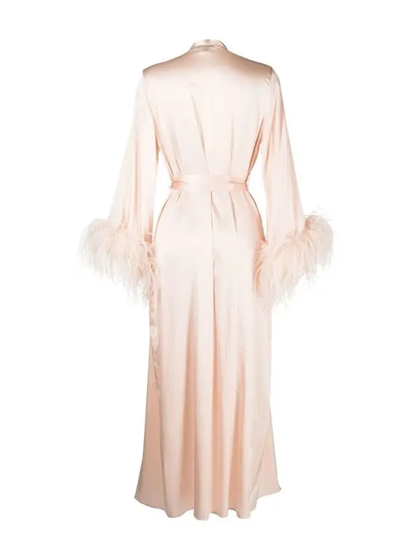 GILDA & PEARL Camille Feather-trim Silk Robe