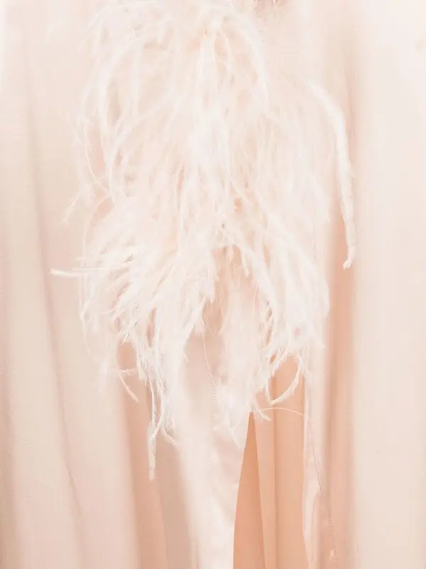 GILDA & PEARL Camille Feather-trim Silk Robe