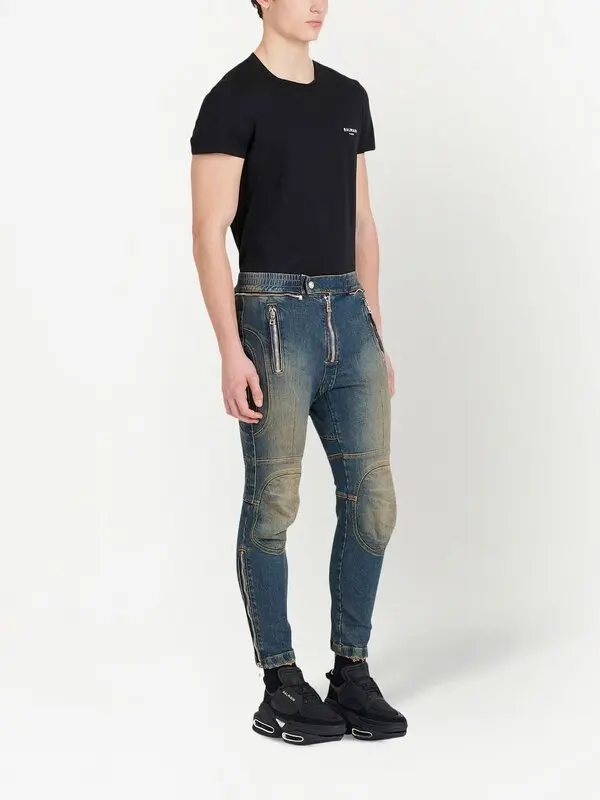 Balmain Two-tone Skinny Jeans - Black