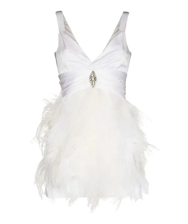 Alessandra Rich Feather-embellished Mini Dress