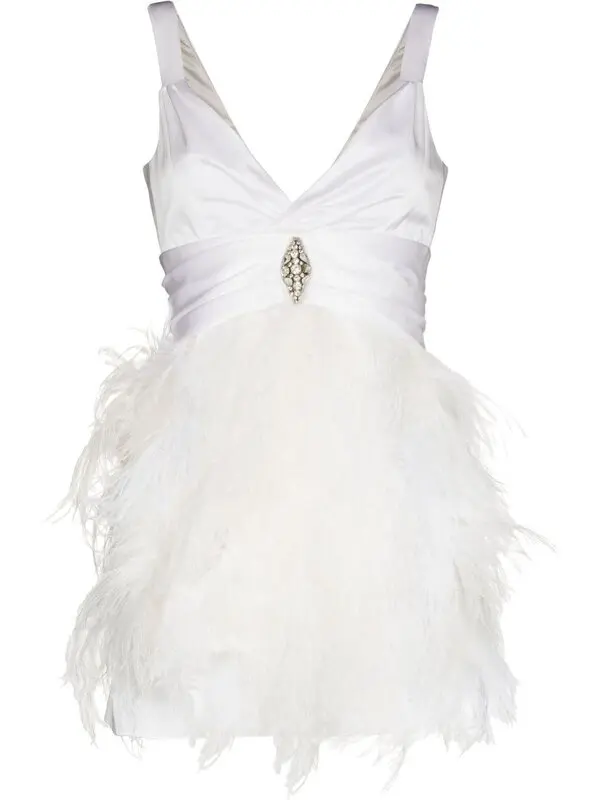 Alessandra Rich Feather-embellished Mini Dress