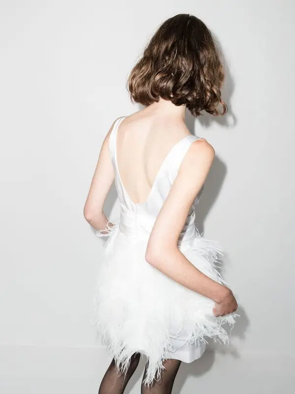 Alessandra Rich Feather-embellished Mini Dress