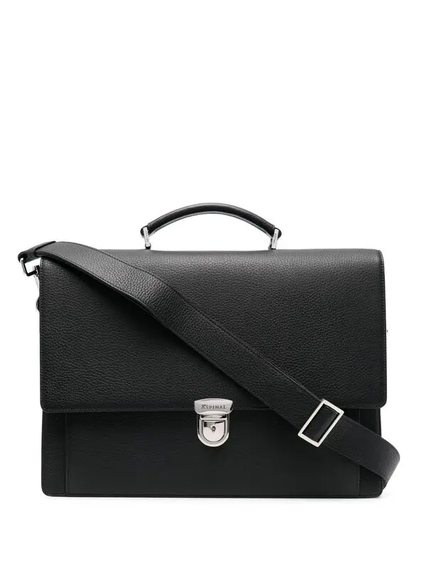 ASPINAL OF LONDON City Leather Laptop Briefcase - Black