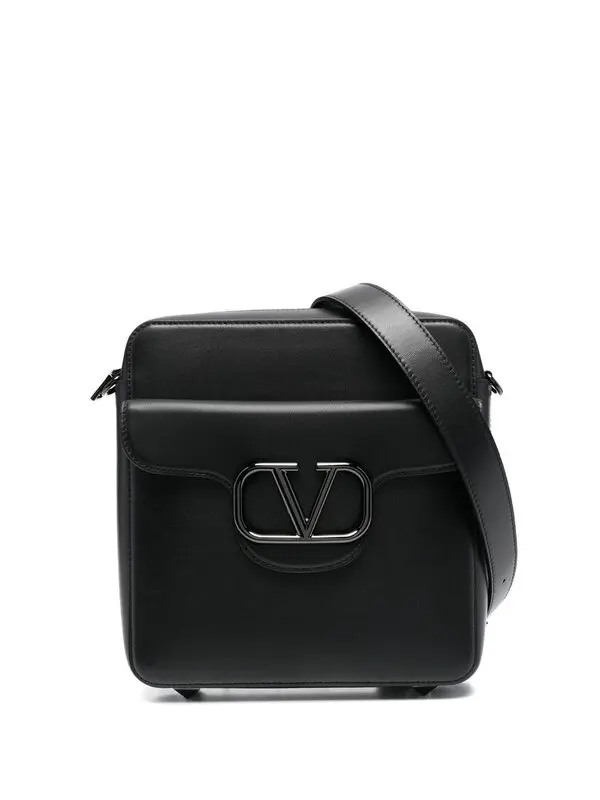 Valentino Garavani Vlogo Leather Messenger Bag - Black