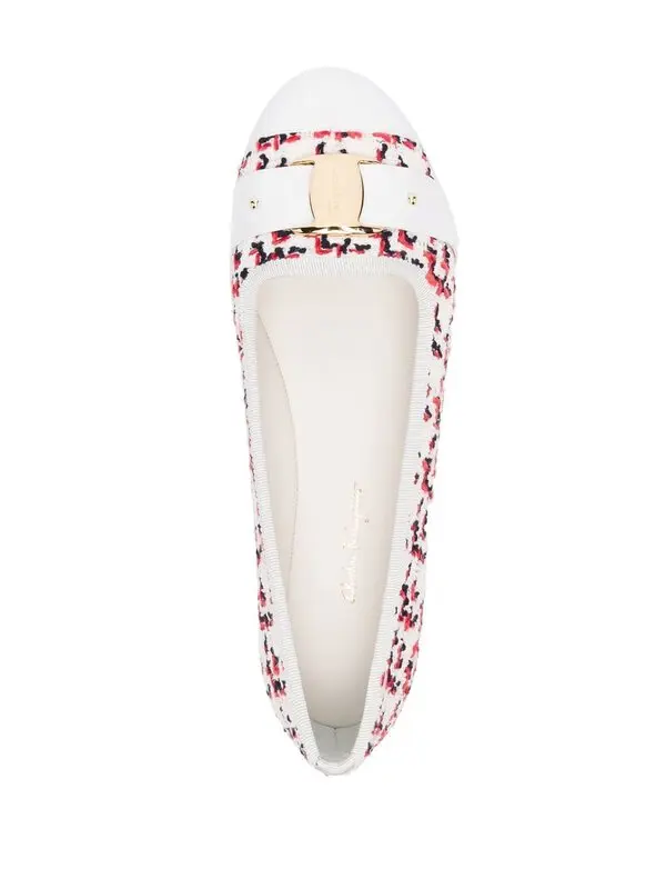 FERRAGAMO Kacy Woven Ballet Flats - White