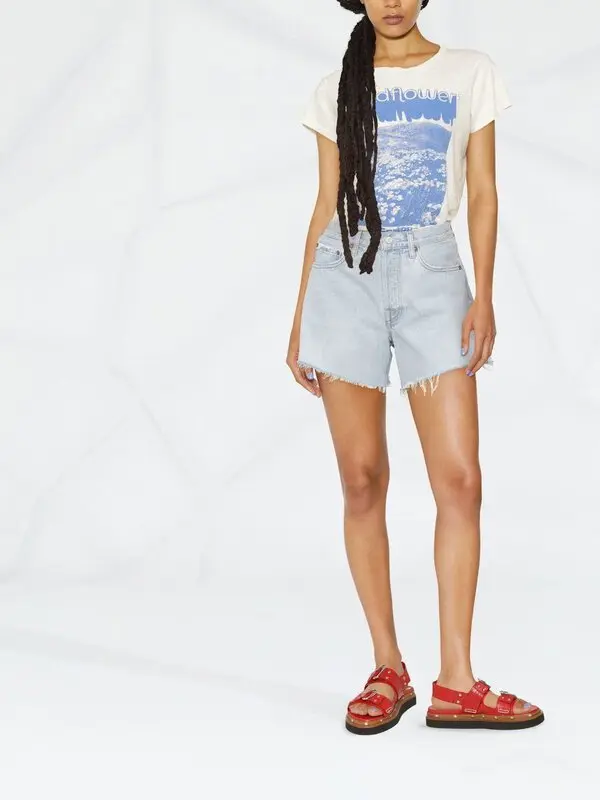 AGOLDE Frayed-edge Denim Shorts