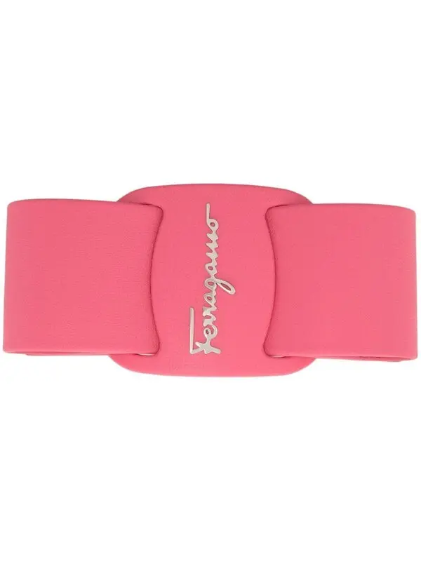 FERRAGAMO Logo-plaque Leather Hair Clip - Pink