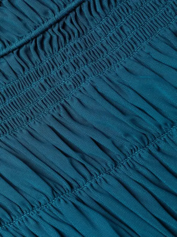 SELF-PORTRAIT Gathered-detail Long-sleeve Dress - Blue