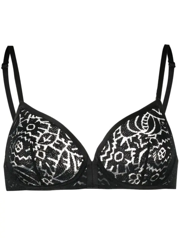 ERES Floral-lace Detail Bra - Black