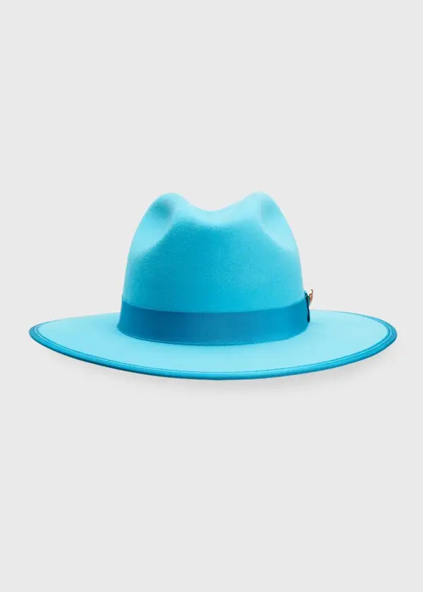 Keith James Queen Wool Fedora Hat - Ocean Blue | Editorialist display picture 3