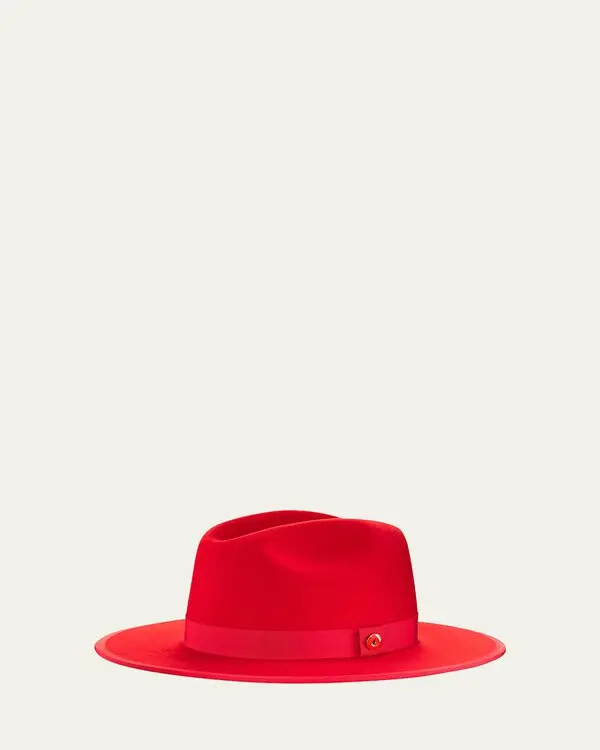 KEITH JAMES Queen Wool Fedora Hat - Red Rose
