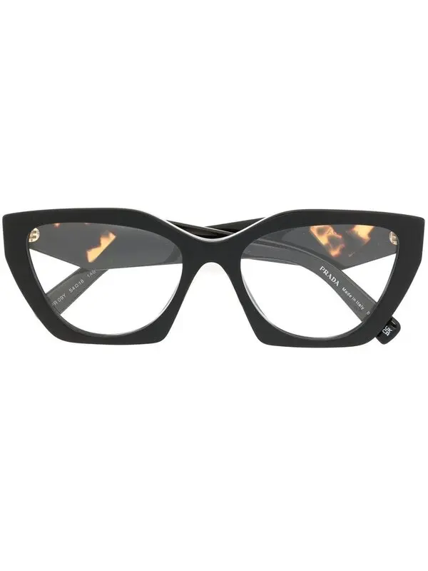 Prada Logo-engraved Cat-eye Glasses - Black