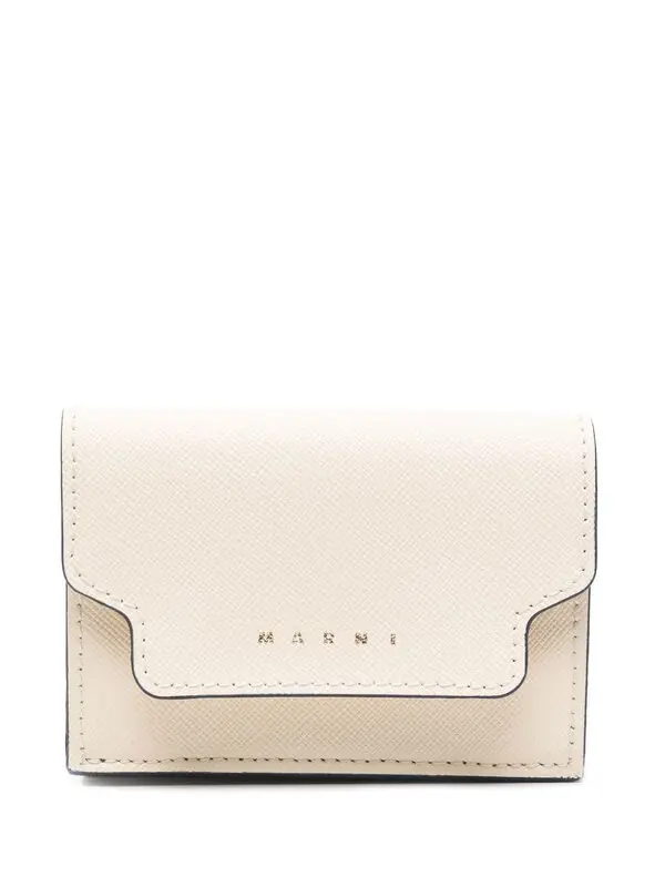 Marni Tri-fold Leather Wallet - Neutrals