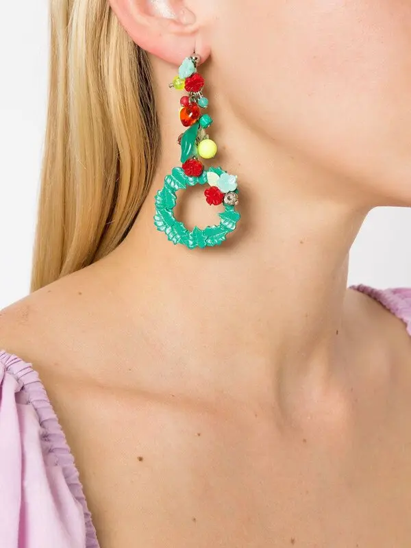 AMIR SLAMA Floral-appliqué Asymmetric Earrings