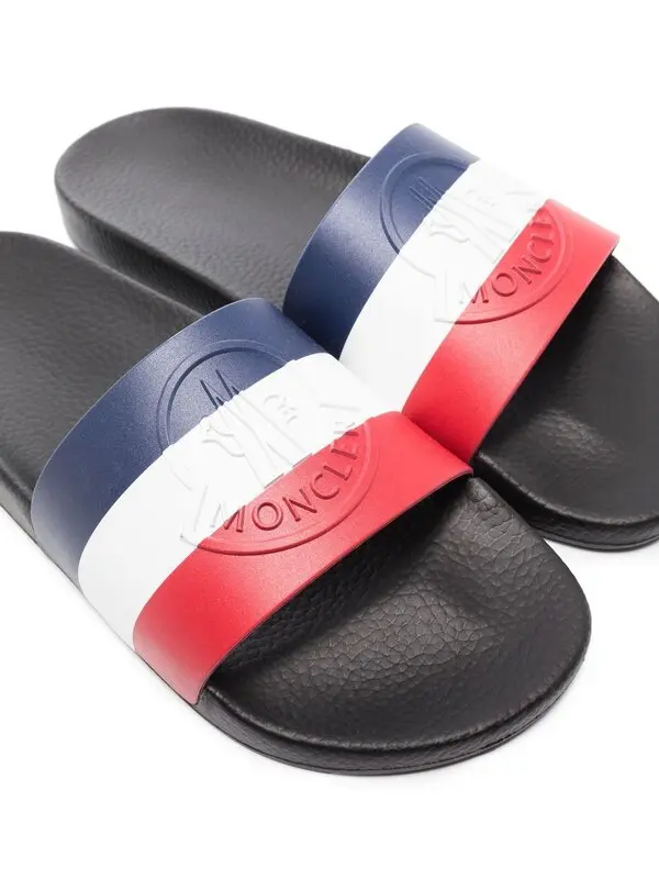 Moncler Basile Striped Slides - Blue