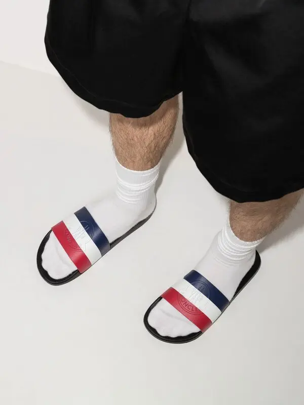 Moncler Basile Striped Slides - Blue