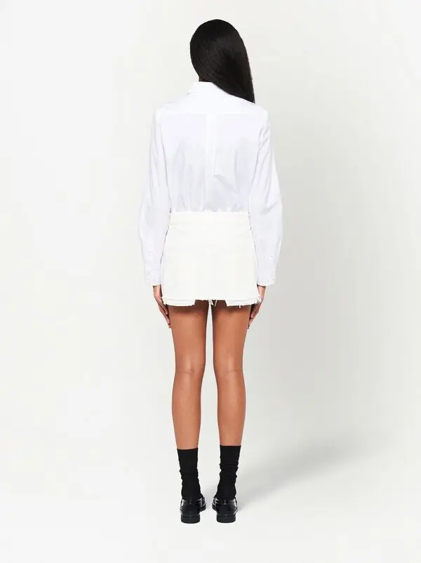 Miu Miu Frayed-hem Denim Mini Skirt