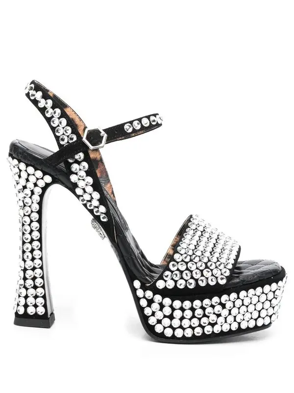 Philipp Plein Strass Crystal-embellished 140mm Sandals - Black