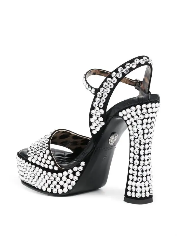 Philipp Plein Strass Crystal-embellished 140mm Sandals - Black