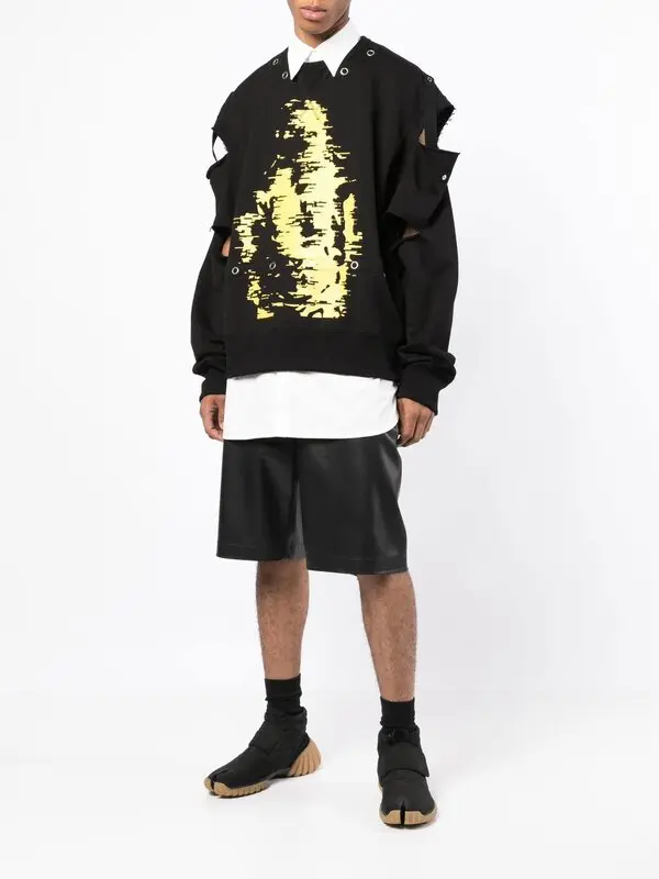 TAKAHIROMIYASHITA THESOLOIST. Graphic Print Distressed Jumper