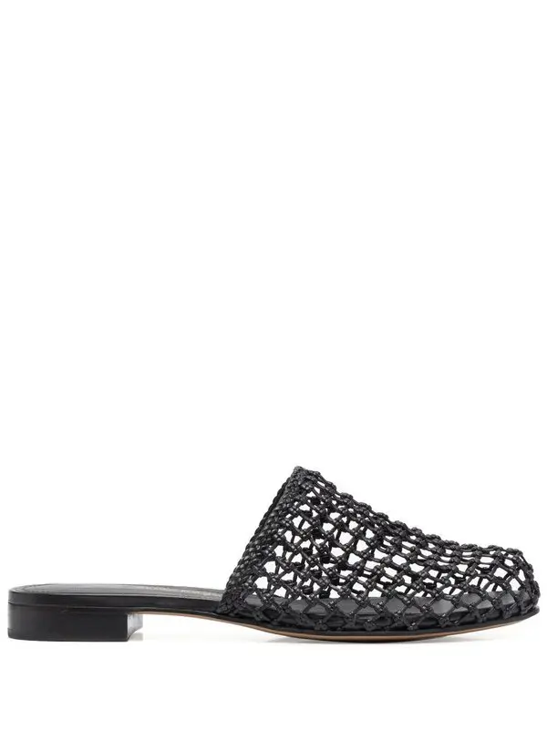 FERRAGAMO Woven Leather Mules - Black