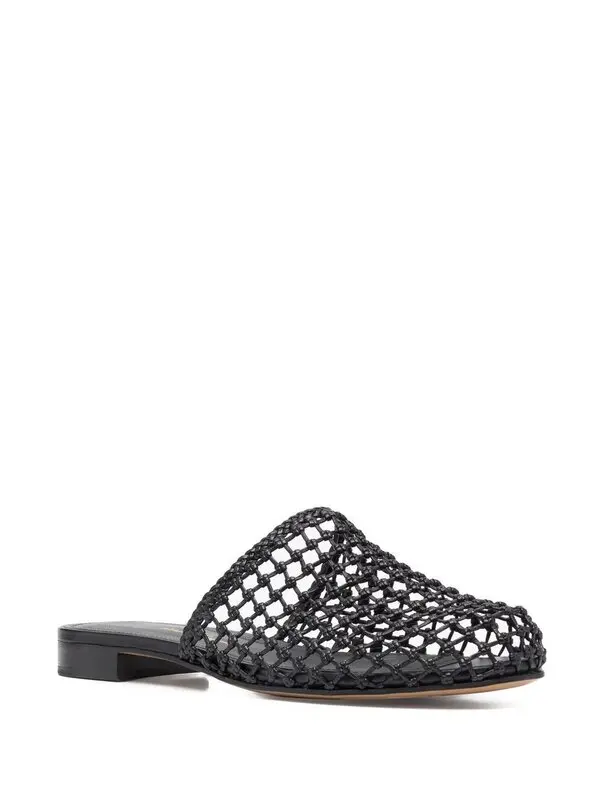 FERRAGAMO Woven Leather Mules - Black