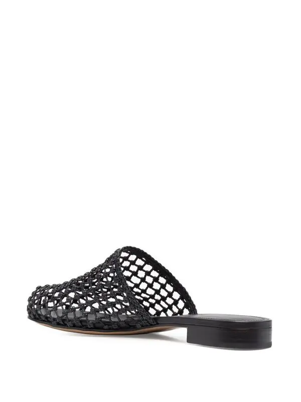 FERRAGAMO Woven Leather Mules - Black