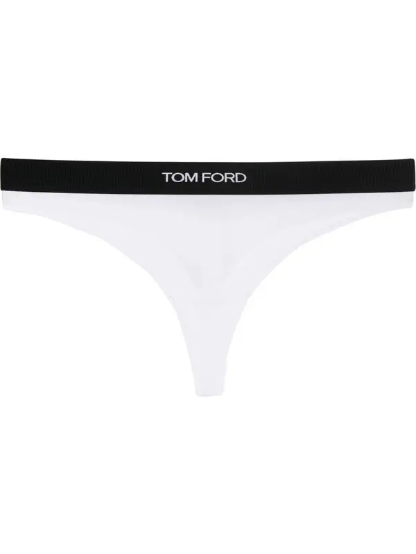 TOM FORD Logo-waistband Thong - White