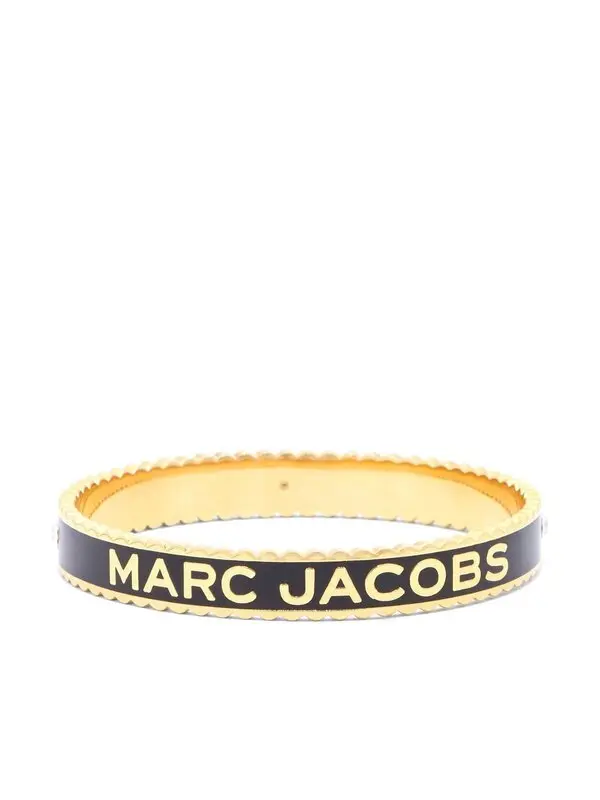 Marc Jacobs Gold Tone Logo Bangle - Black
