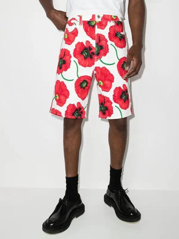 Kenzo Poppy-print Bermuda Shorts - White