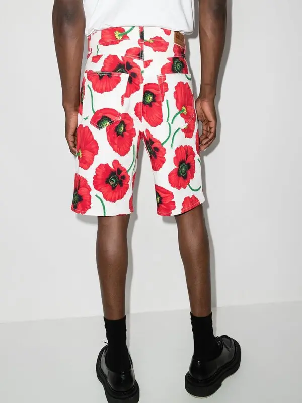 Kenzo Poppy-print Bermuda Shorts - White