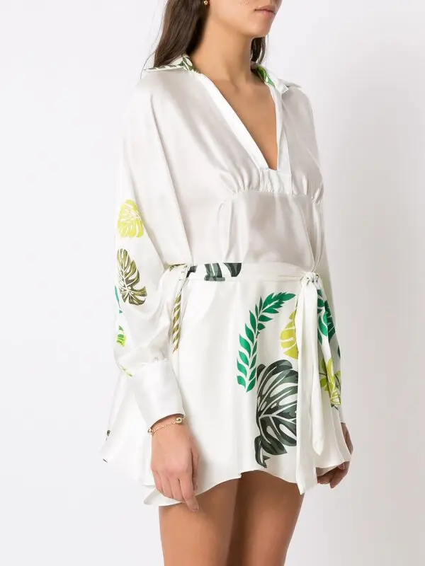 AMIR SLAMA Palm Leaf Print Beach Dress
