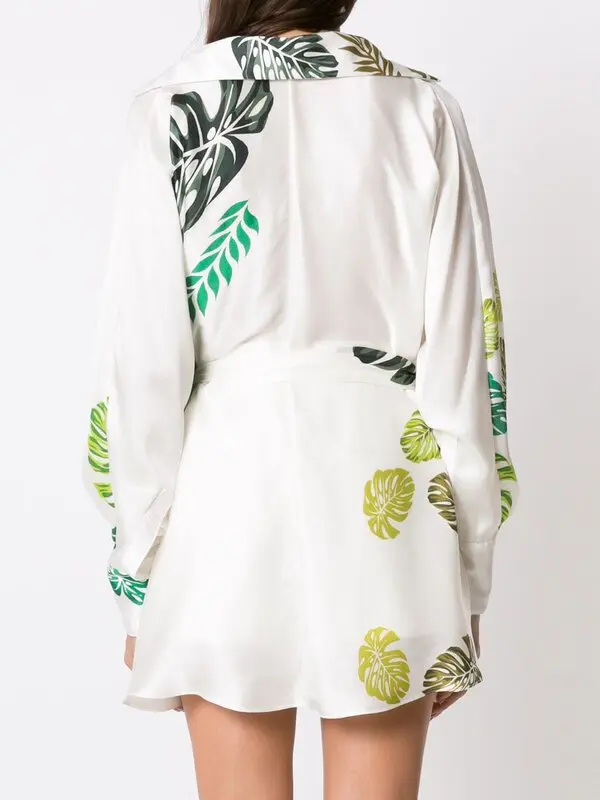 AMIR SLAMA Palm Leaf Print Beach Dress