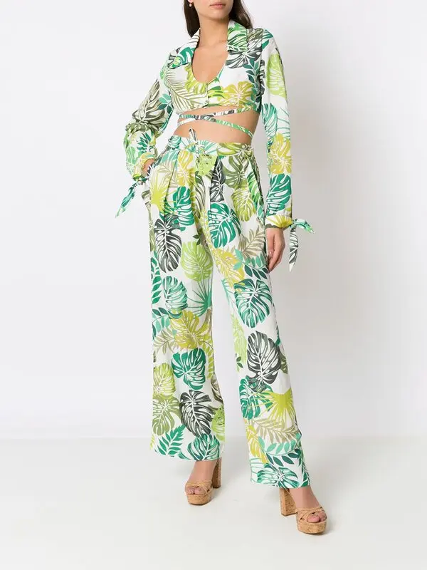 AMIR SLAMA Palm Leaf Print Trousers