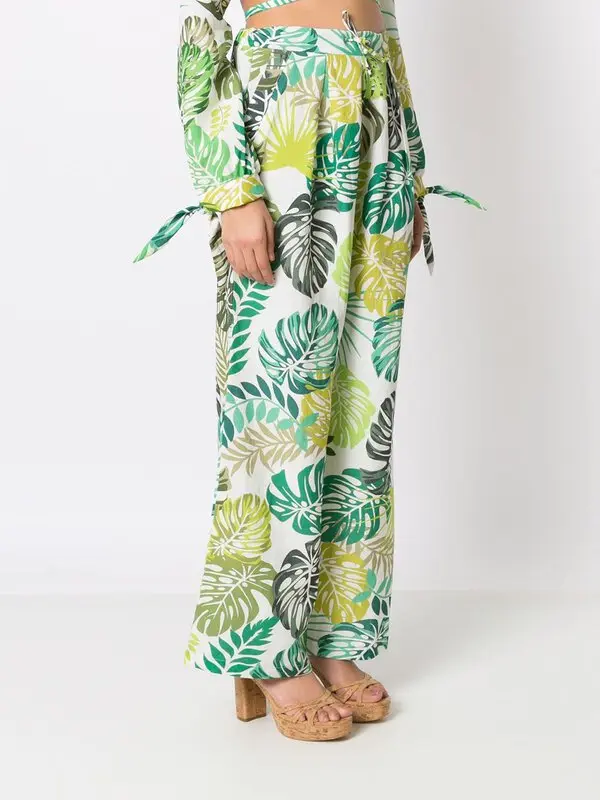 AMIR SLAMA Palm Leaf Print Trousers
