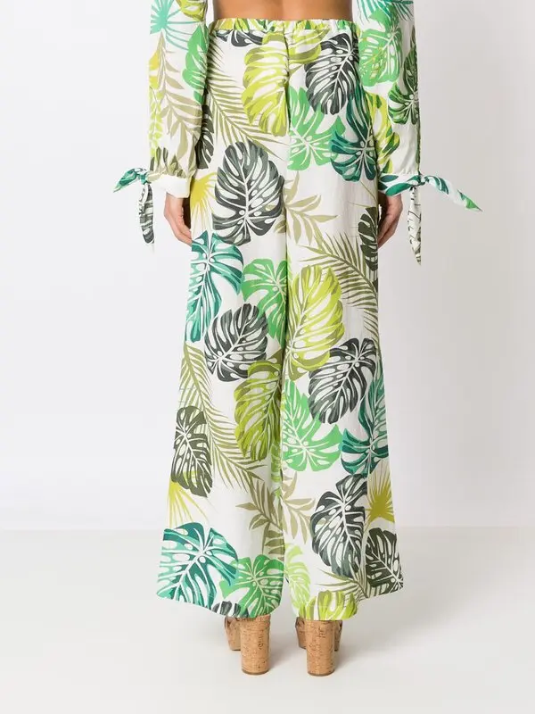 AMIR SLAMA Palm Leaf Print Trousers