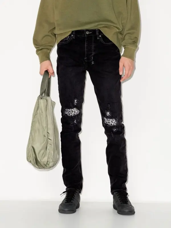 Ksubi Chitch Distressed Leopard Patch Slim-fit Jeans