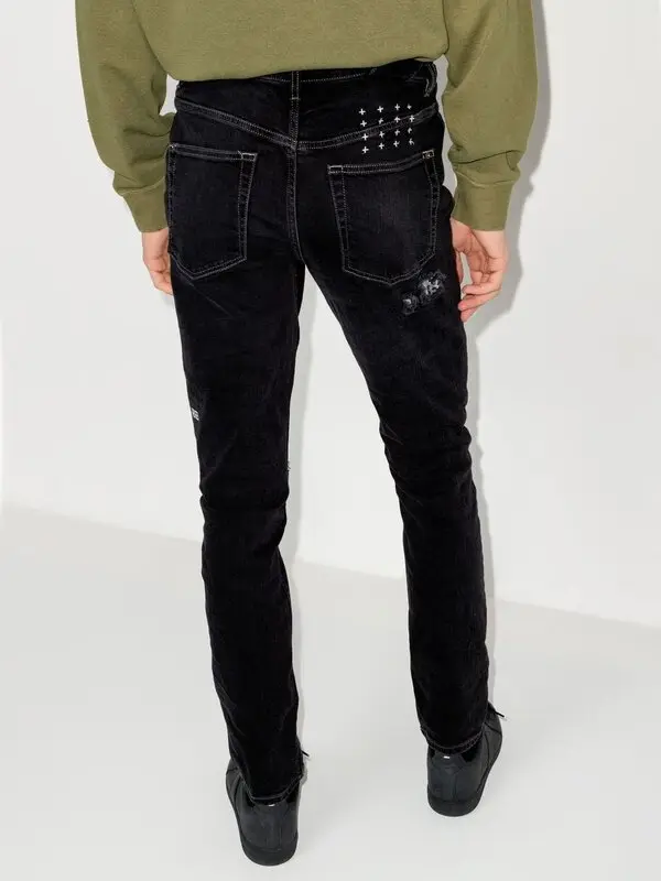 Ksubi Chitch Distressed Leopard Patch Slim-fit Jeans