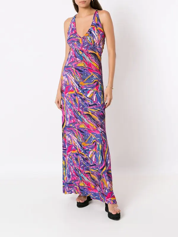 AMIR SLAMA Printed Halter-neck Maxi Dress