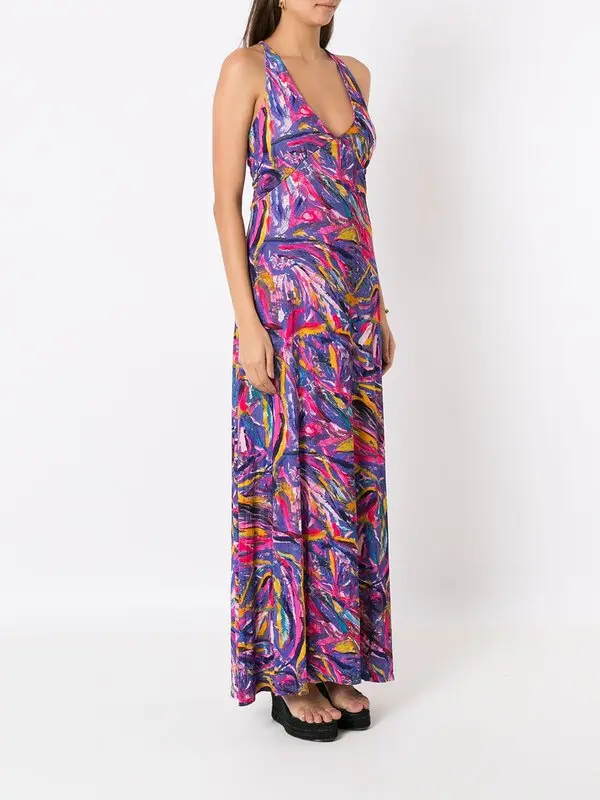 AMIR SLAMA Printed Halter-neck Maxi Dress