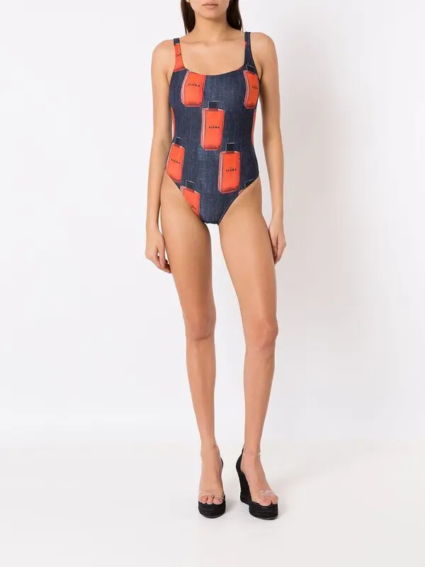 AMIR SLAMA Graphic Logo-print Swimsuit