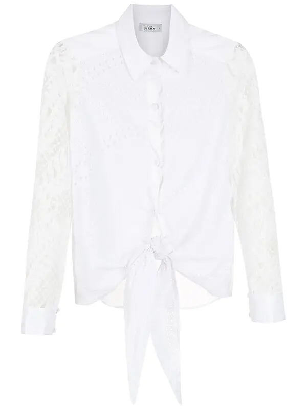 AMIR SLAMA Broderie Anglaise Panelled Shirt