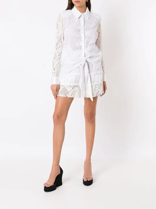AMIR SLAMA Broderie Anglaise Panelled Shirt