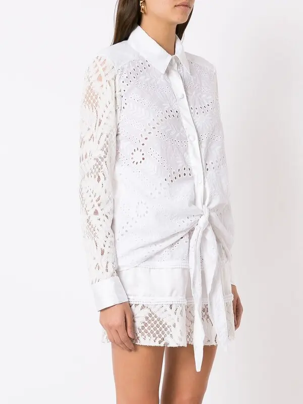 AMIR SLAMA Broderie Anglaise Panelled Shirt
