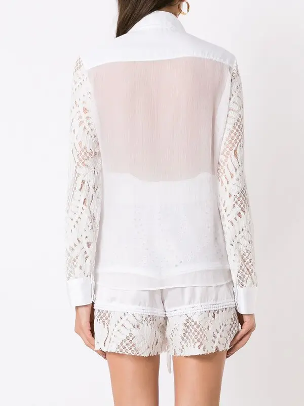 AMIR SLAMA Broderie Anglaise Panelled Shirt