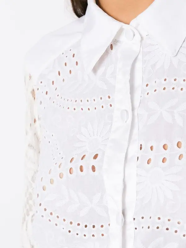 AMIR SLAMA Broderie Anglaise Panelled Shirt